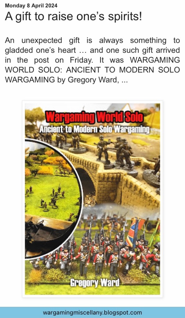 Review from Wargaming Miscellany – Wargaming World Solo